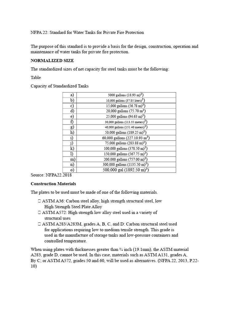 NFPA 22: Water Tanks for Fire Protection | PDF | Mechanical Engineering ...