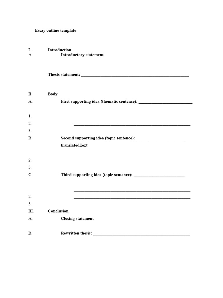 Blank Outline Template For Essay | PDF