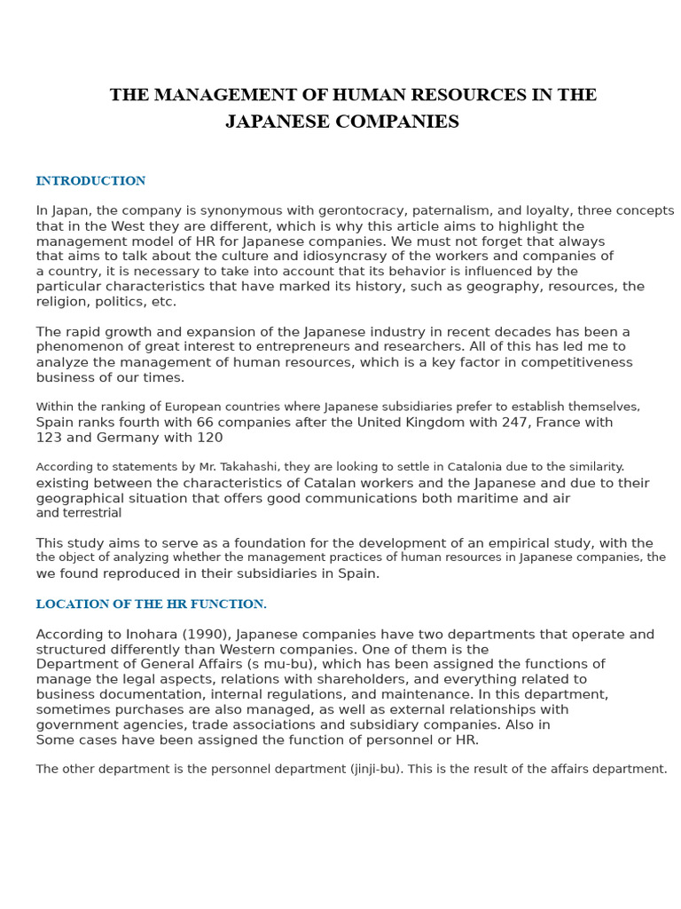 HR Management in Japanese Companies | PDF | Employment | Communication