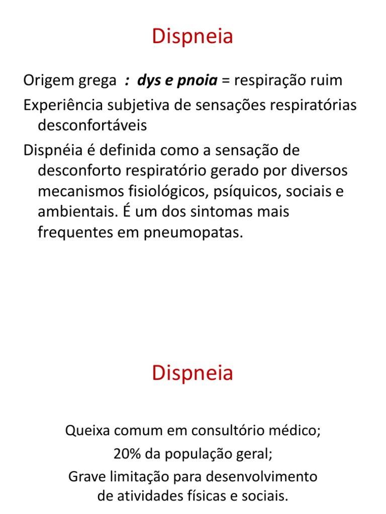 Dispneia | PDF | Doença de obstrução pulmonar crônica | Respiração