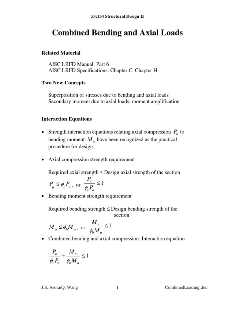 Combined Loading | PDF | Bending | Structural Load