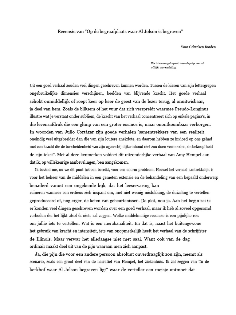 Recensie Van Amy Hempel | PDF