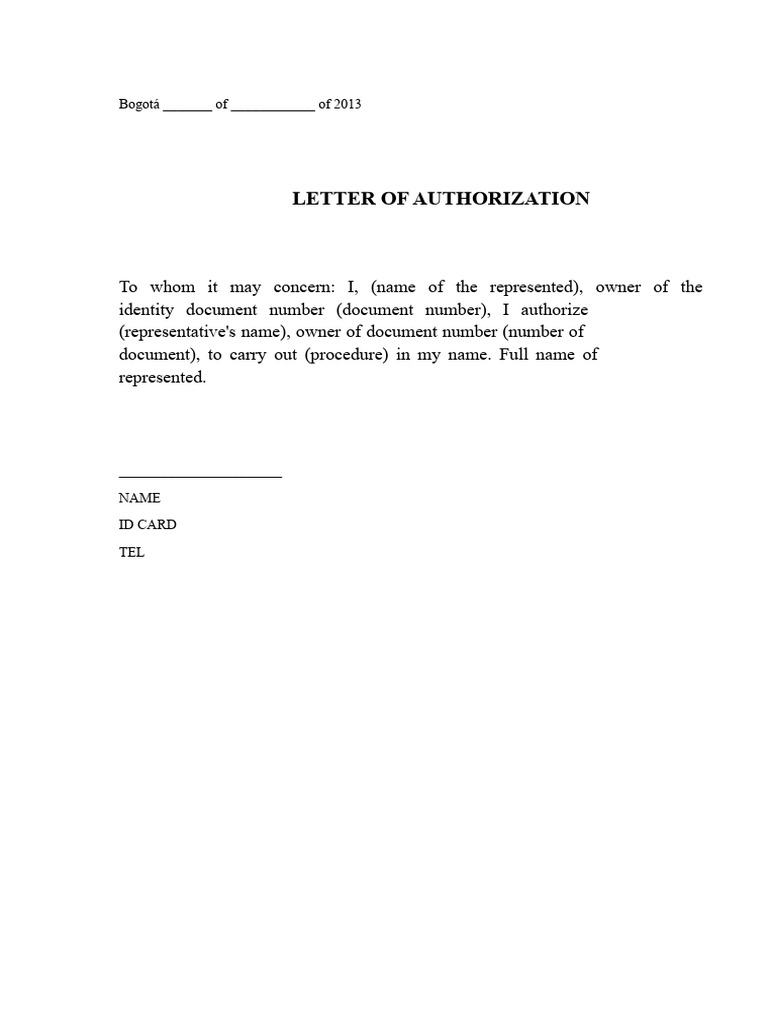 General Authorization Letter | PDF