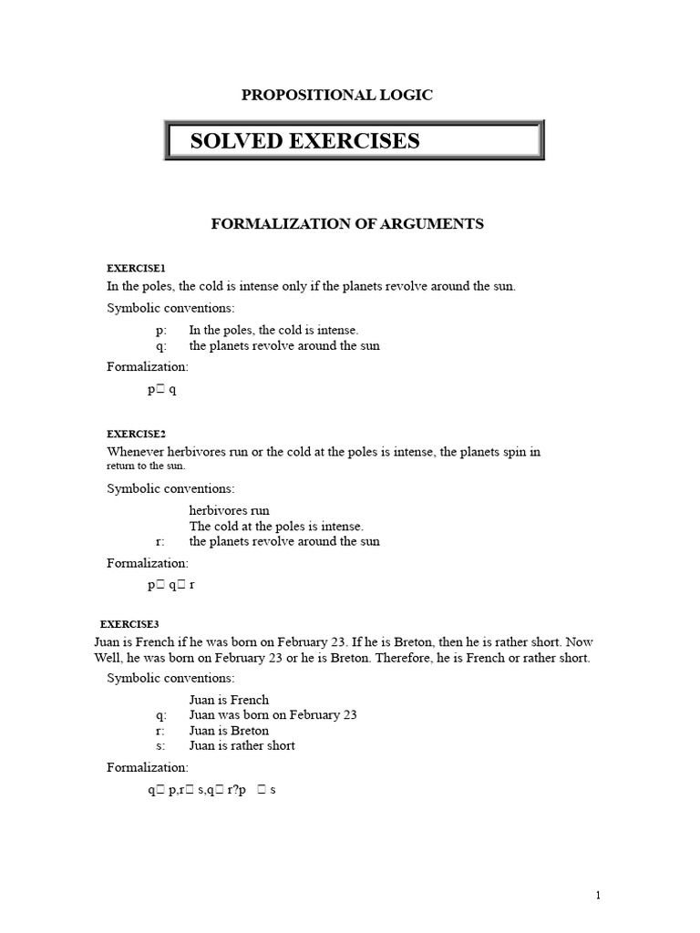 LOGIC EXERCISES SOLVED I | PDF | Logic | Inflation