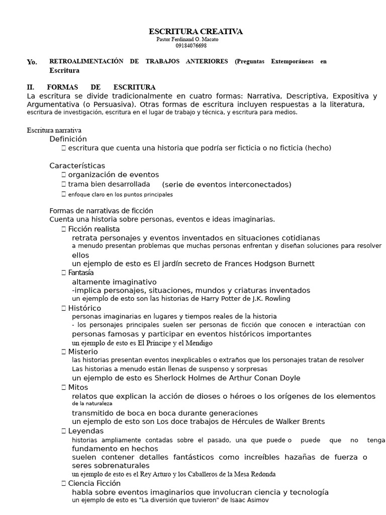 Formas y Técnicas de Escritura Creativa | PDF | Ensayos | Escritores