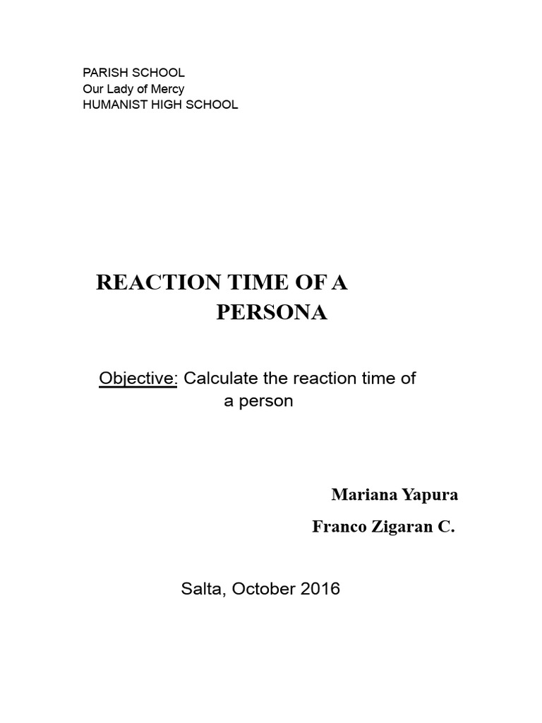 Measuring Human Reaction Time Experiment | PDF | Measurement ...