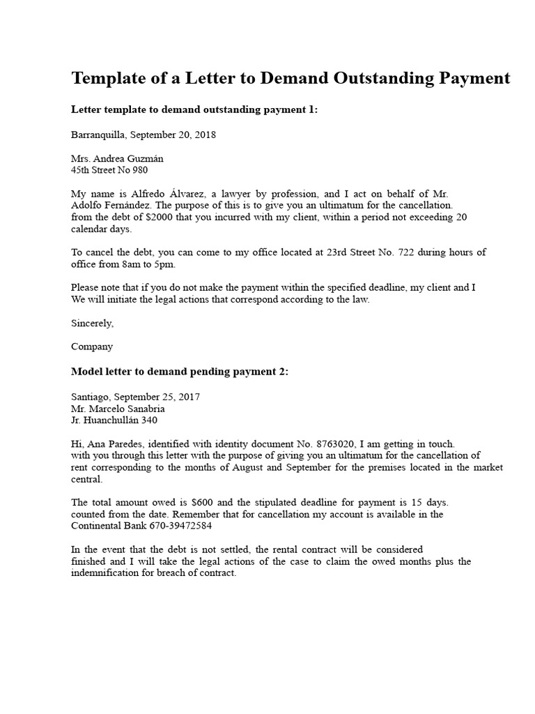 Demand Letter Template for Payments | PDF