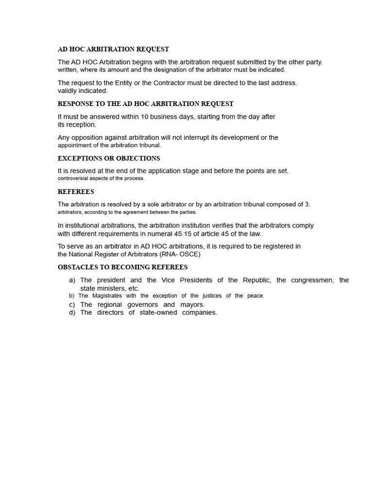 227 - 231 Request For Ad Hoc Arbitration | PDF