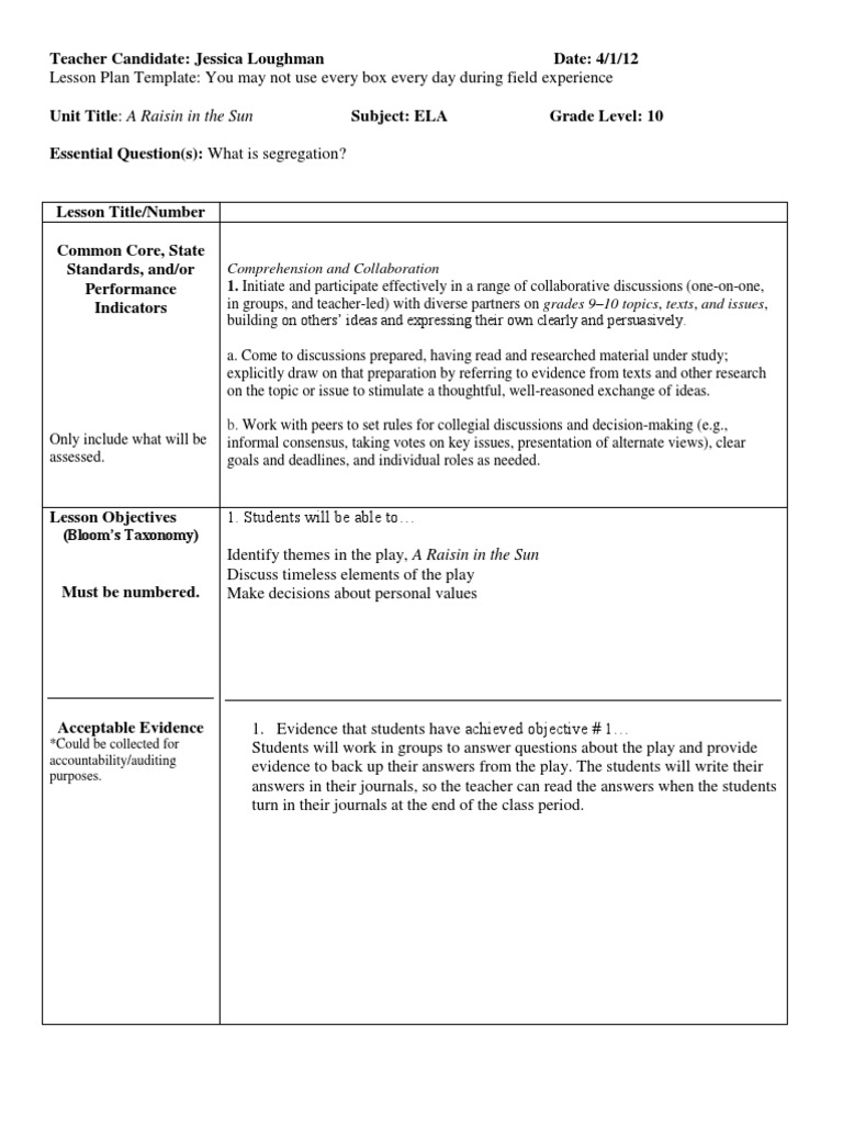 Little Rock Nine Raisin Lesson Plan | PDF | Lesson Plan | Teaching