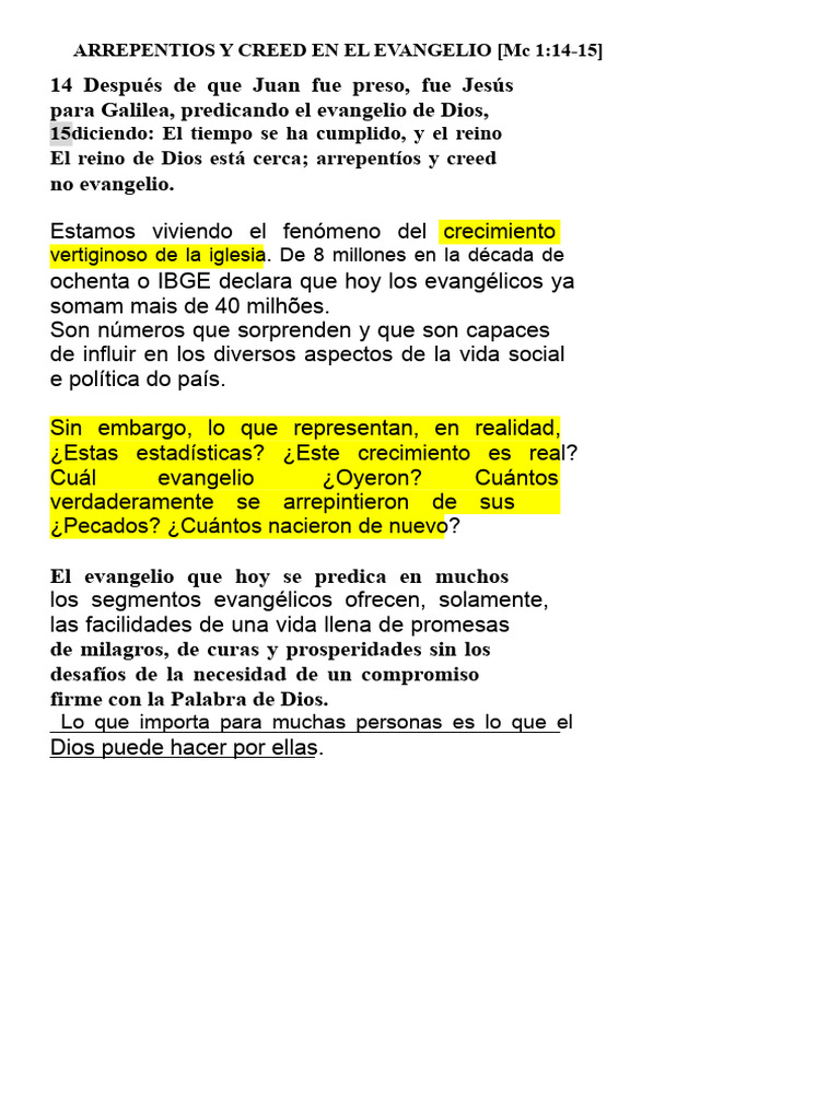 Arrepentíos y Creed en El Evangelio | PDF | Salvación | Jesús