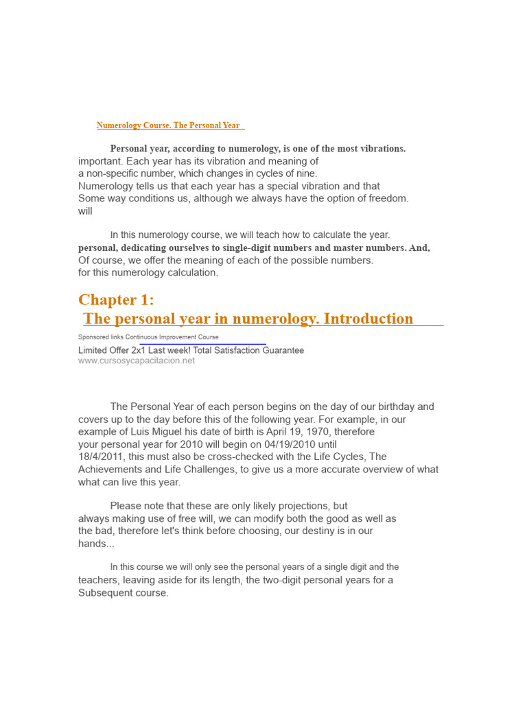 Numerology The Personal Year | PDF | Meditation | Mind