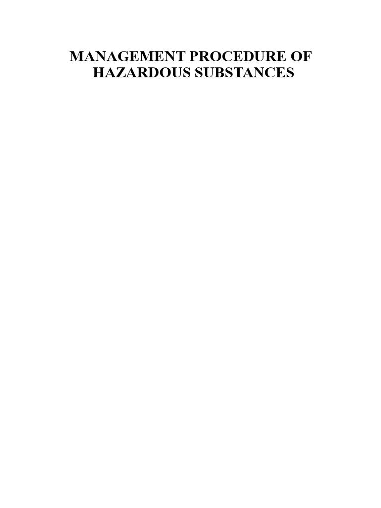 Procedure For The Management of Hazardous Substances | PDF | Dangerous ...