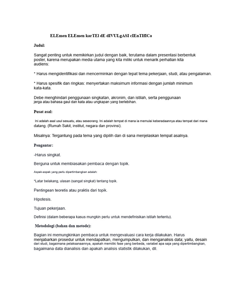 Elemen-Elemen Dari Poster Penyuluhan Ilmiah | PDF