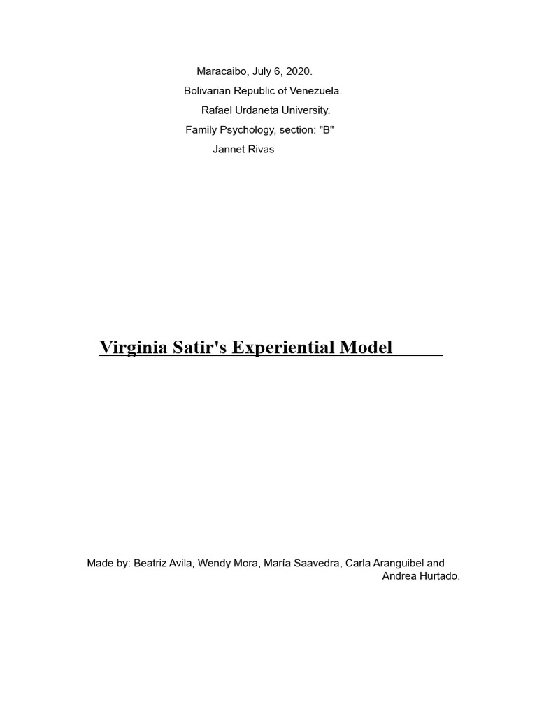 Virginia Satir's Family Therapy Model | PDF | Psychotherapy | Communication