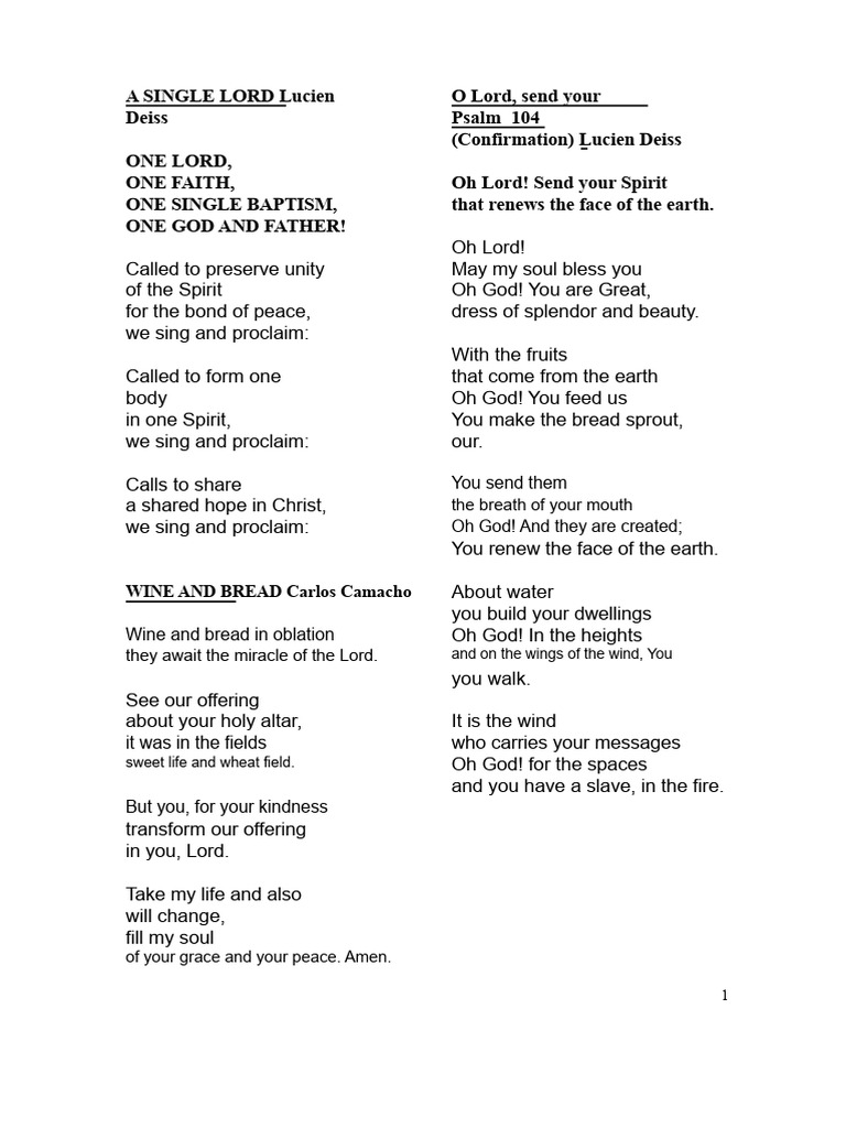 Catholic Confirmation Songs Collection | PDF | Eucharist | Mary, Mother ...