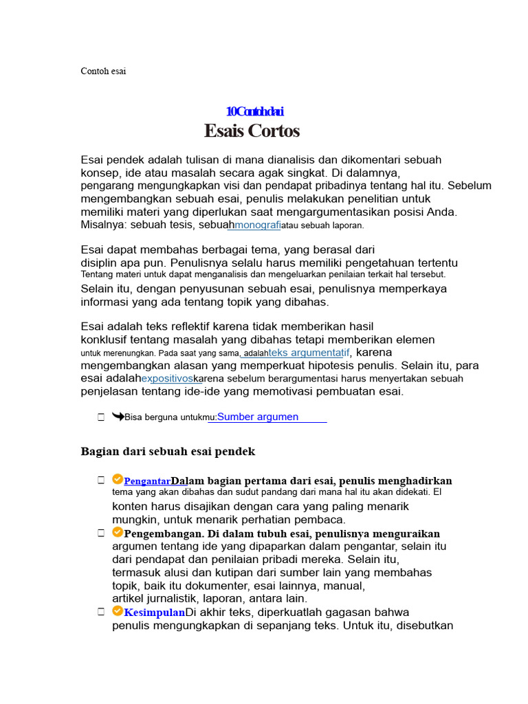 Contoh Esai Pendek dan Strukturnya | PDF