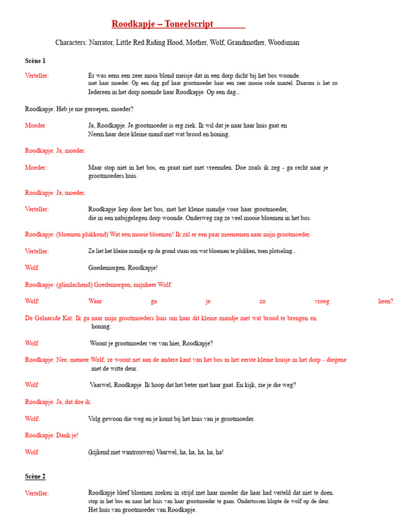 Toneelstuk - Roodkapje | PDF
