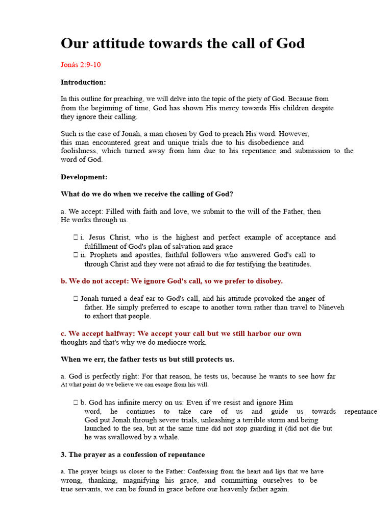Understanding God's Call: Lessons from Jonah | PDF | Jonah | Divine Grace