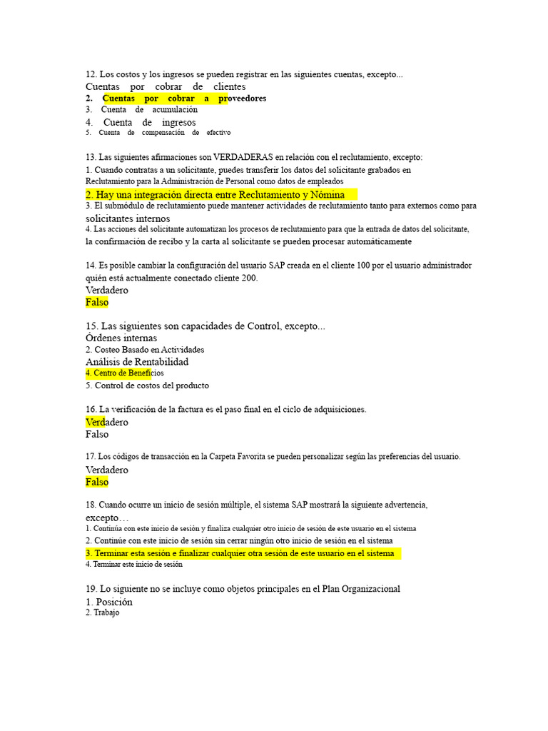 pregunta SAP 2 | PDF | Contabilidad | Reclutamiento