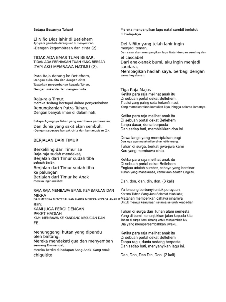 Kelahiran Yesus: Lagu Natal dan Persembahan | PDF