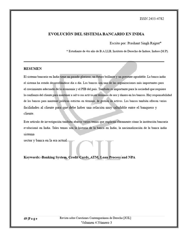 Evolución Del Sistema Bancario en India - Prashant Singh Rajput | PDF | Bancos | Dinero