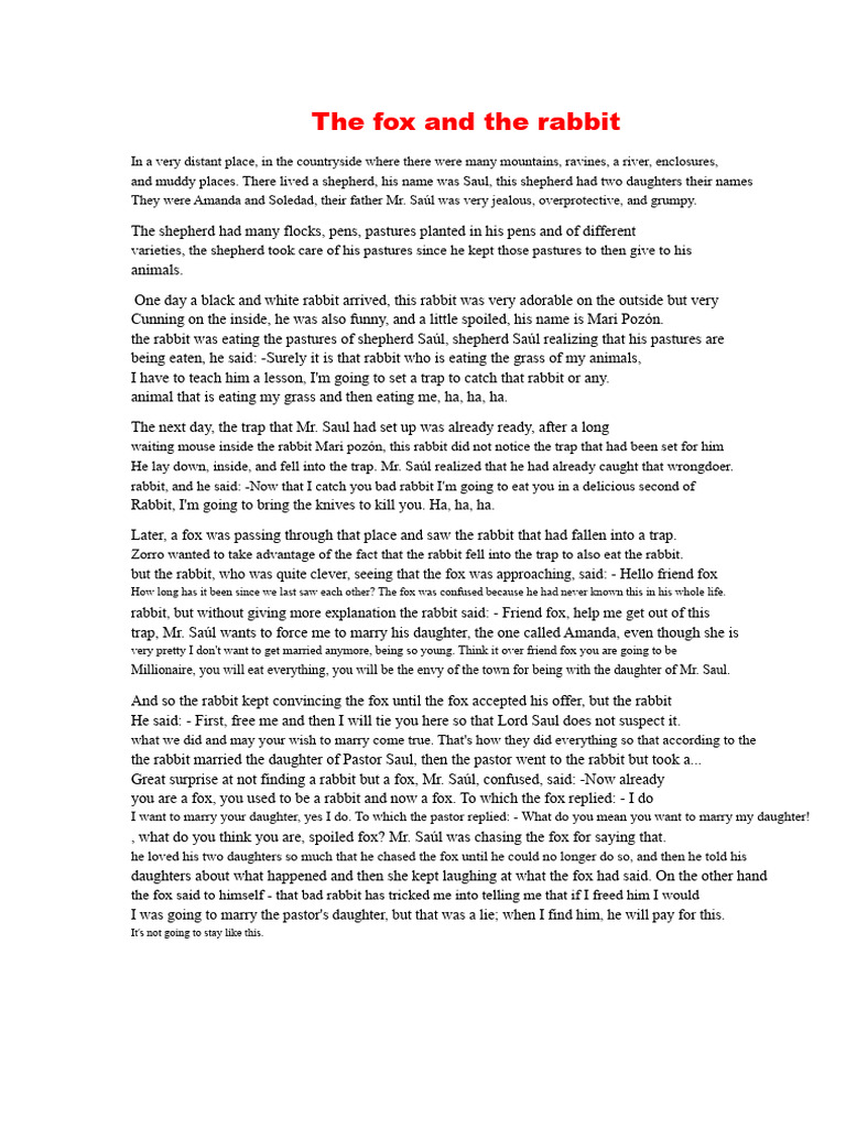 the fox and the rabbit | PDF | Saul