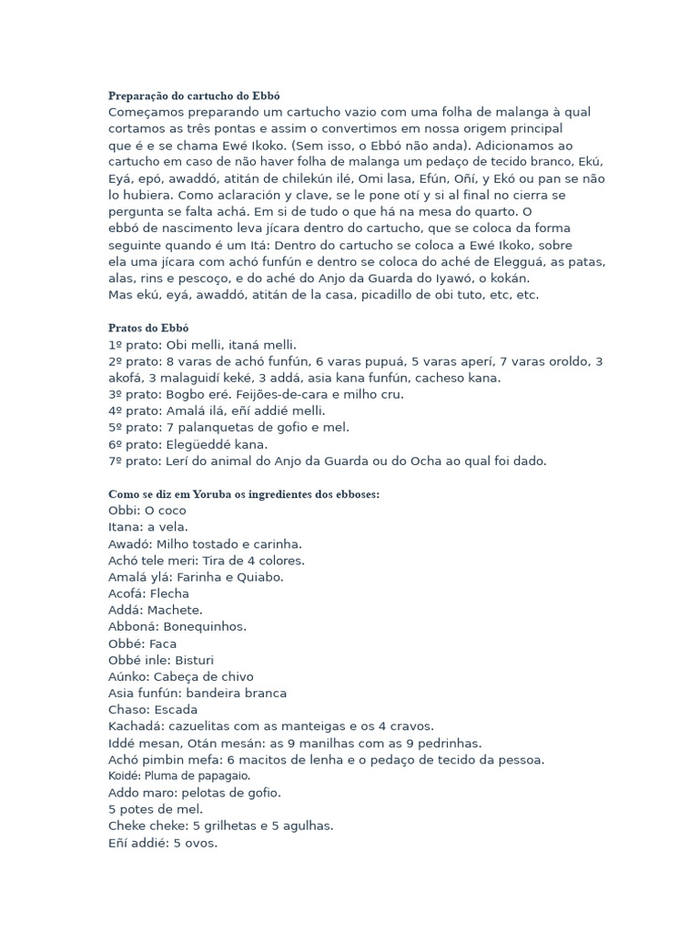 Preparação do Cartucho do Ebbó | PDF | Milho | Massa