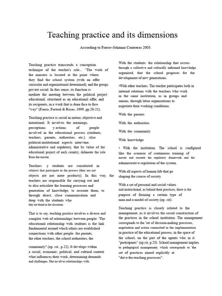 Dimensions of Teaching Practice Explained | PDF | Teachers | Value (Ethics)