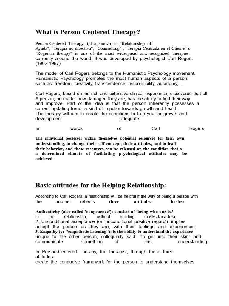 Understanding Person-Centered Therapy | PDF | Psychotherapy | Social ...