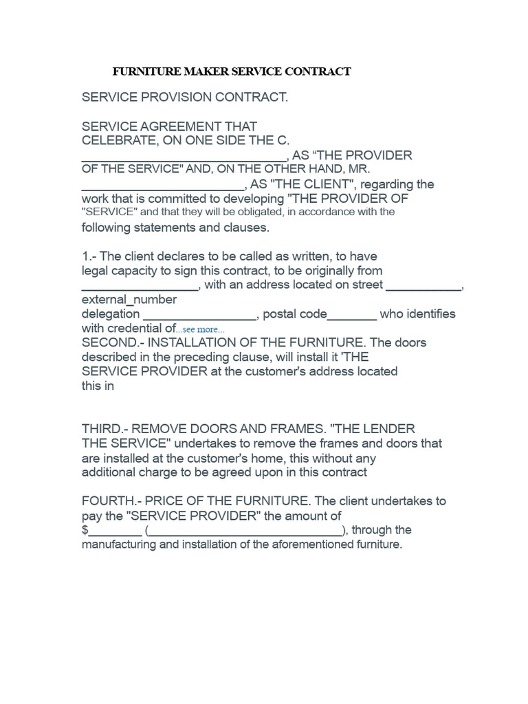 Carpenter Service Contract Template | PDF