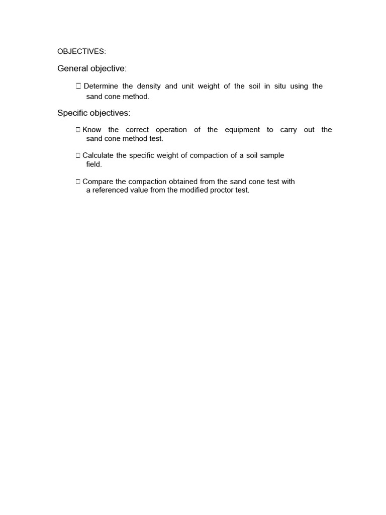 Sand Cone Method for Soil Density Testing | PDF