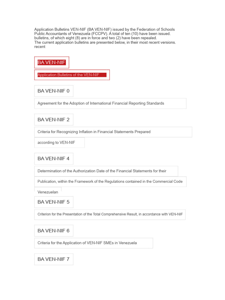 VEN-NIF Application Bulletins Overview | PDF | International Financial ...