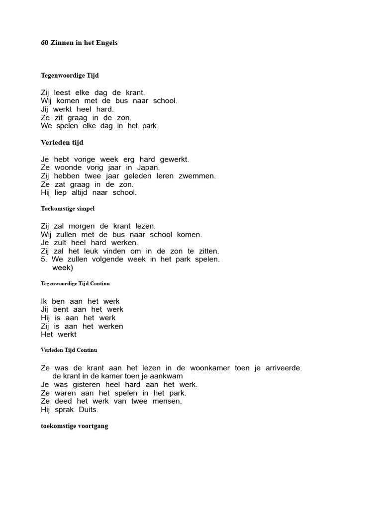 60 Zinnen in Het Engels | PDF