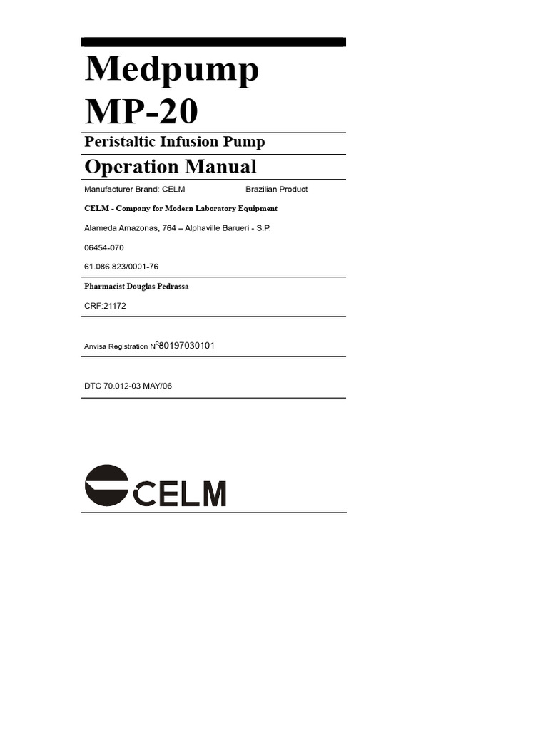 Medpump MP-20 Infusion Pump Manual | PDF | Intravenous Therapy ...