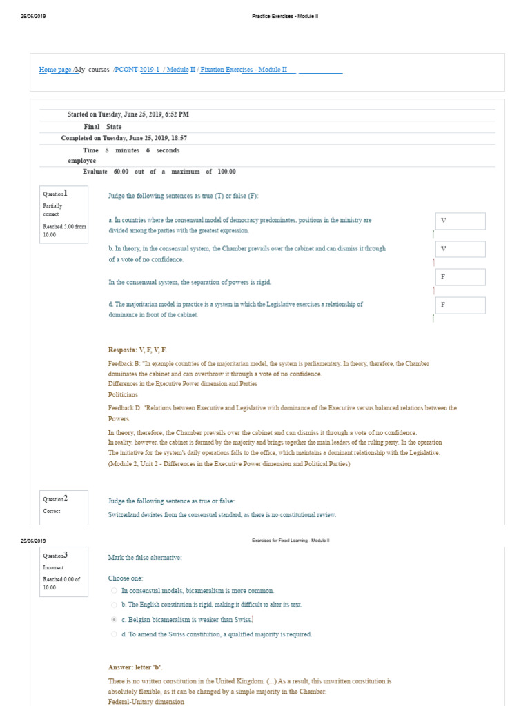 Consolidation Exercises - Module II | PDF | Democracy | Political ...