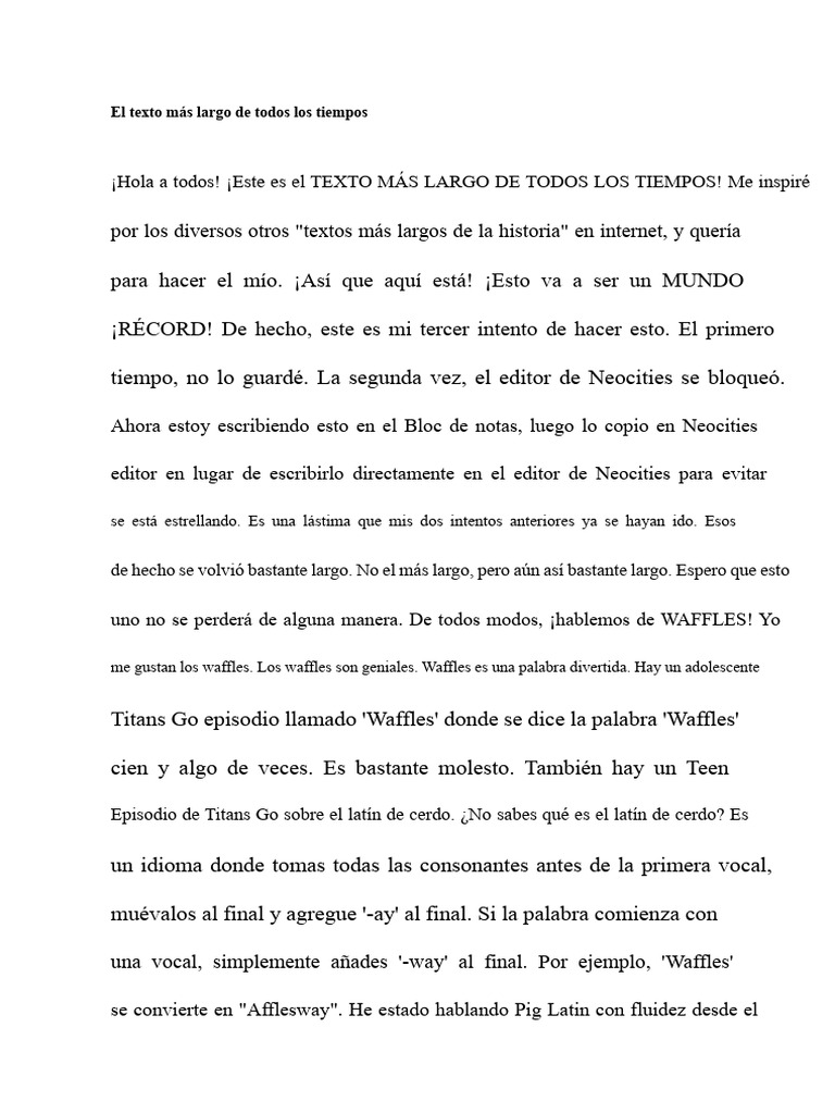 El texto más largo del mundo | PDF | Sistema operativo | latín