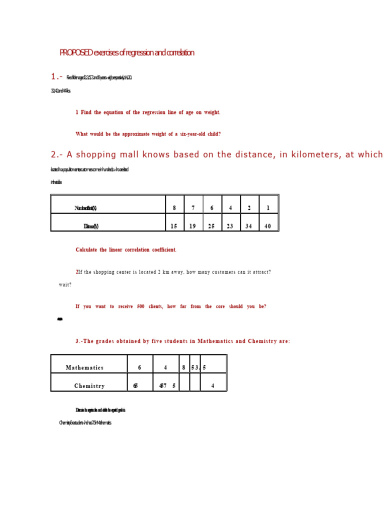 PROPOSED exercises on regression and correlation | PDF | Regression Analysis | Linear Regression