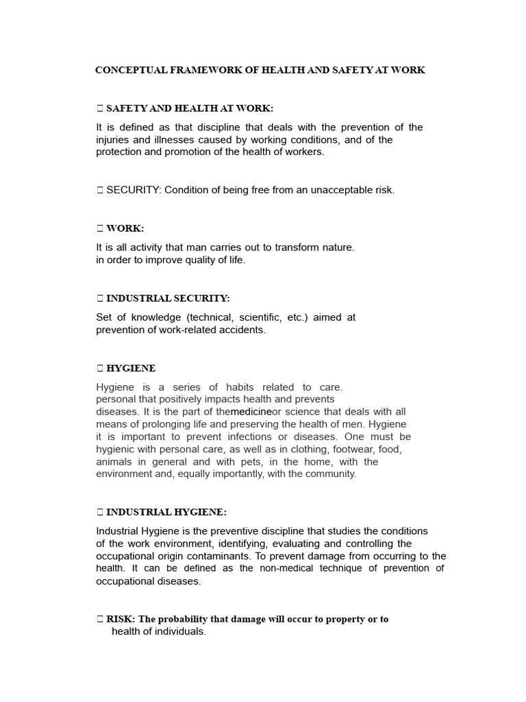 Conceptual Framework of Hygiene and Safety at Work | PDF | Occupational ...