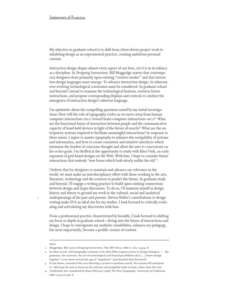 Statement of Purpose 02 | PDF | Human–Computer Interaction | Graduate ...