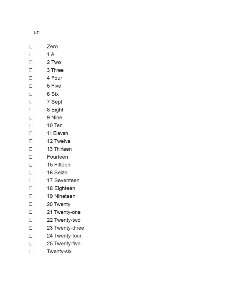 French Numbers 1 to 50 | PDF