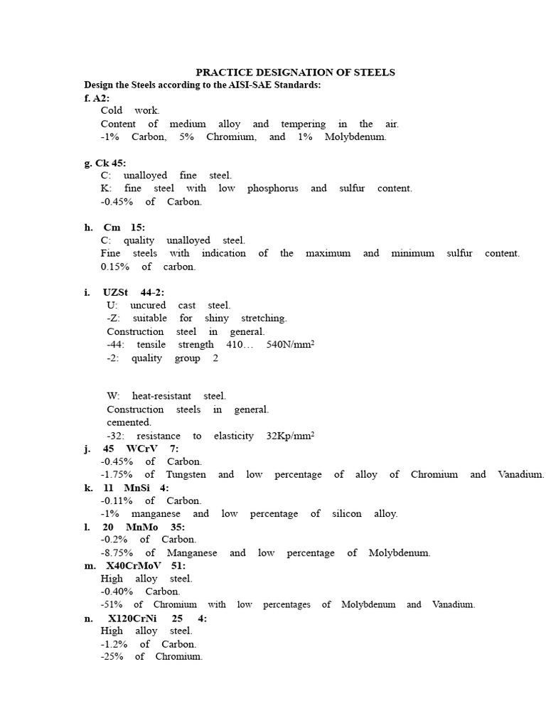 Steel Designations and Specifications | PDF