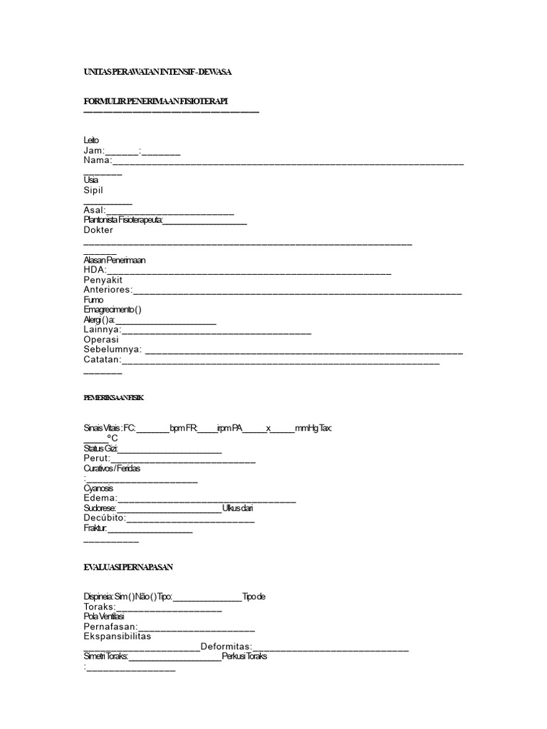 Formulir Evaluasi Icu Dewasa | PDF