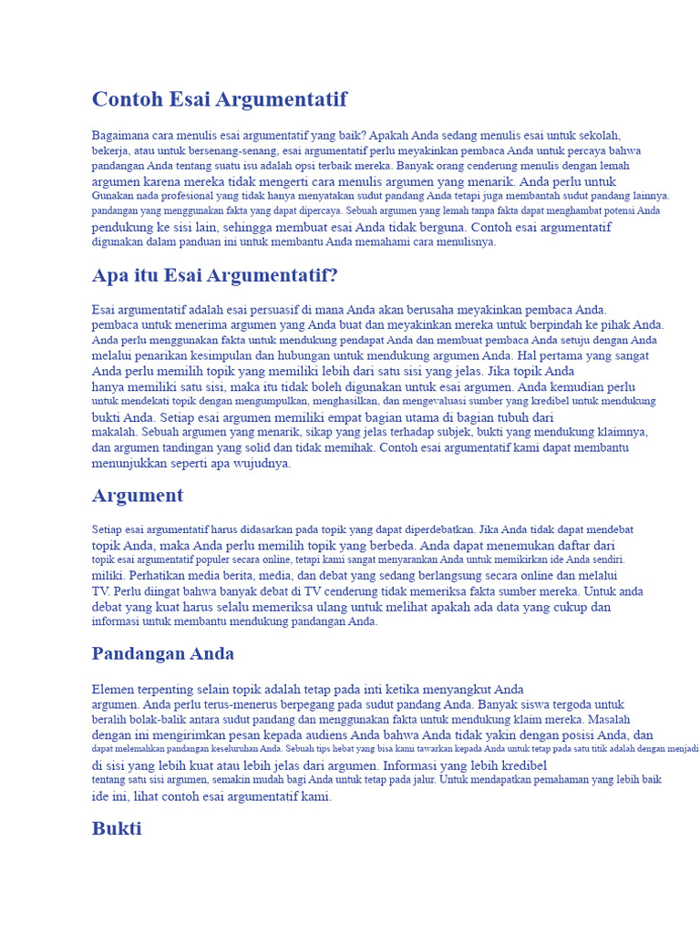 Contoh Esai Argumentatif dan Panduan | PDF