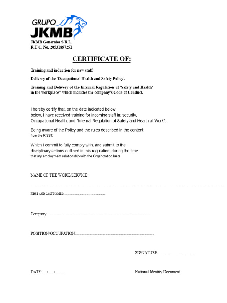 Certificate of Training. | PDF