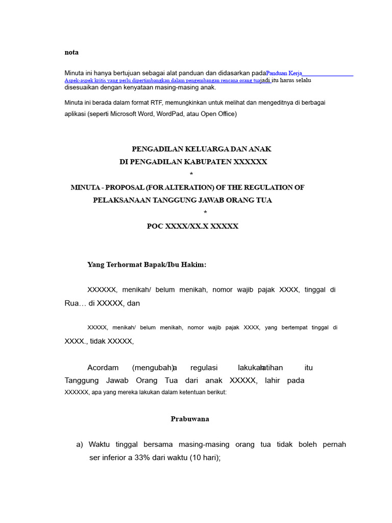 Draf Model RP - Rencana Parental | PDF