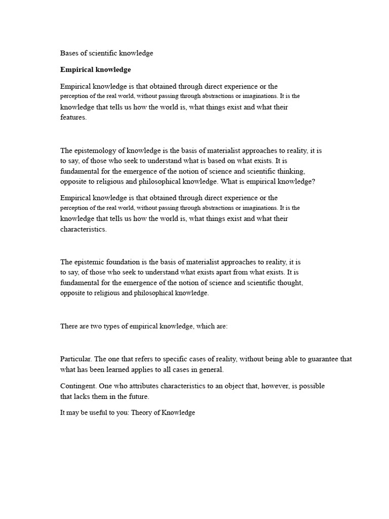 Understanding Empirical and Scientific Knowledge | PDF | Knowledge ...