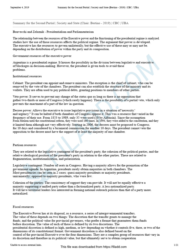 Summary for the Second Partial _ Society and State Bertino - 2019 _ CBC _ UBA | PDF | Taxes ...