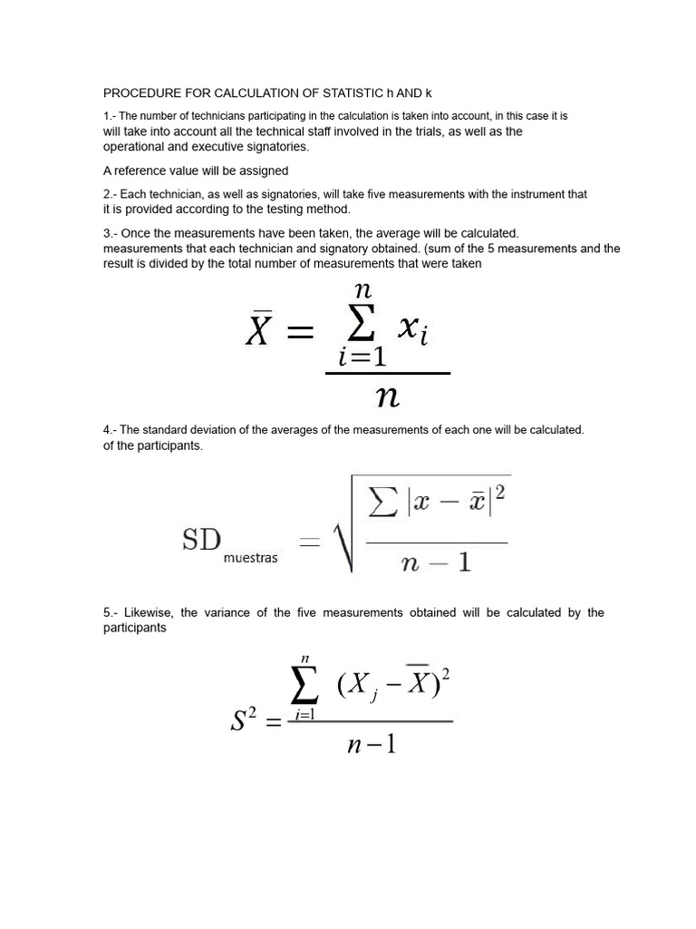 Procedure For Calculation of Statistic H and K | PDF | Variance ...
