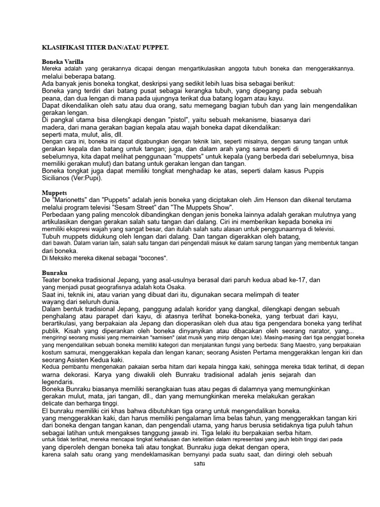 Jenis-Jenis Boneka Atau Wayang | PDF