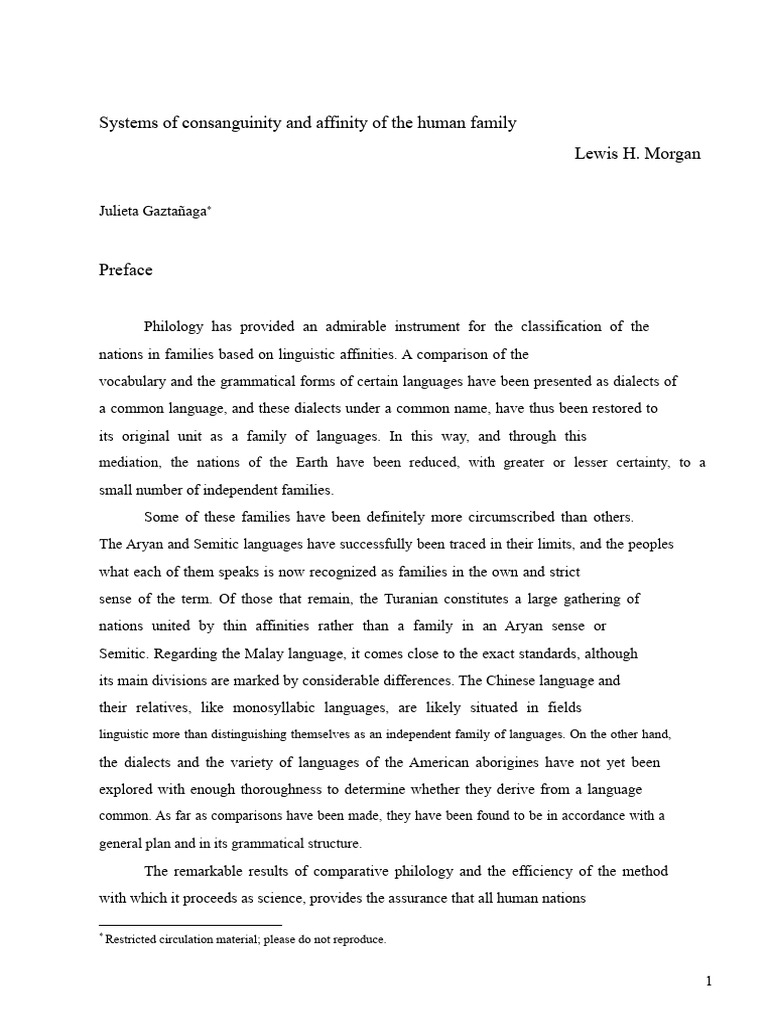 Morgan - Systems of Consanguinity and Affinity | PDF | Family | Kinship